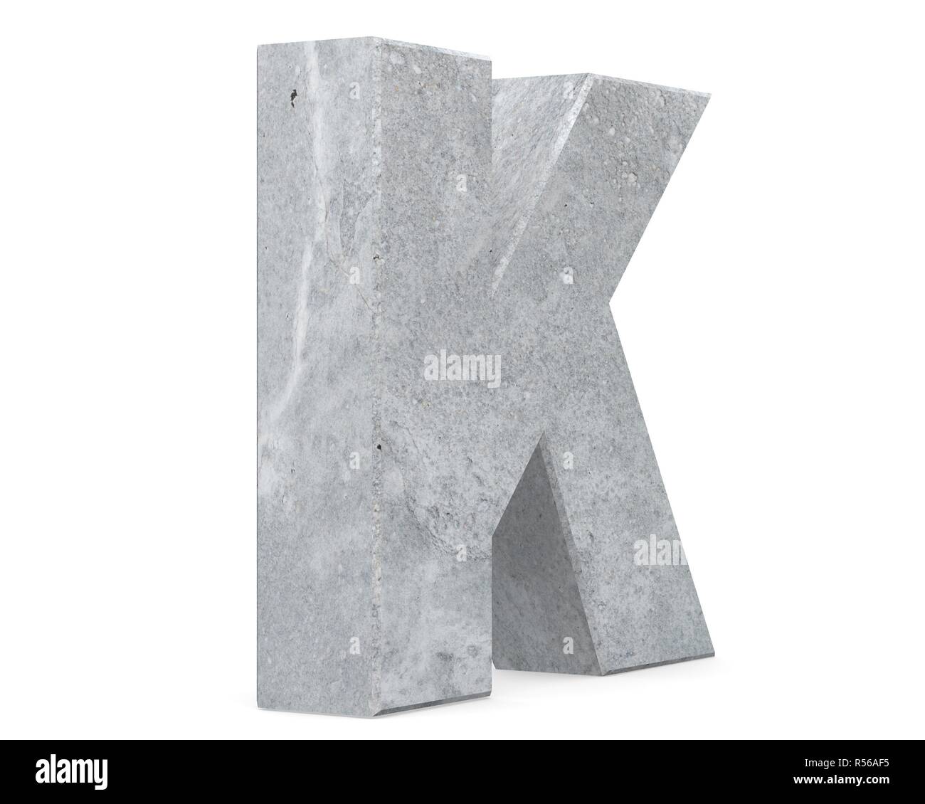 Concrete Capital Letter - K isolated on white background . 3D render ...