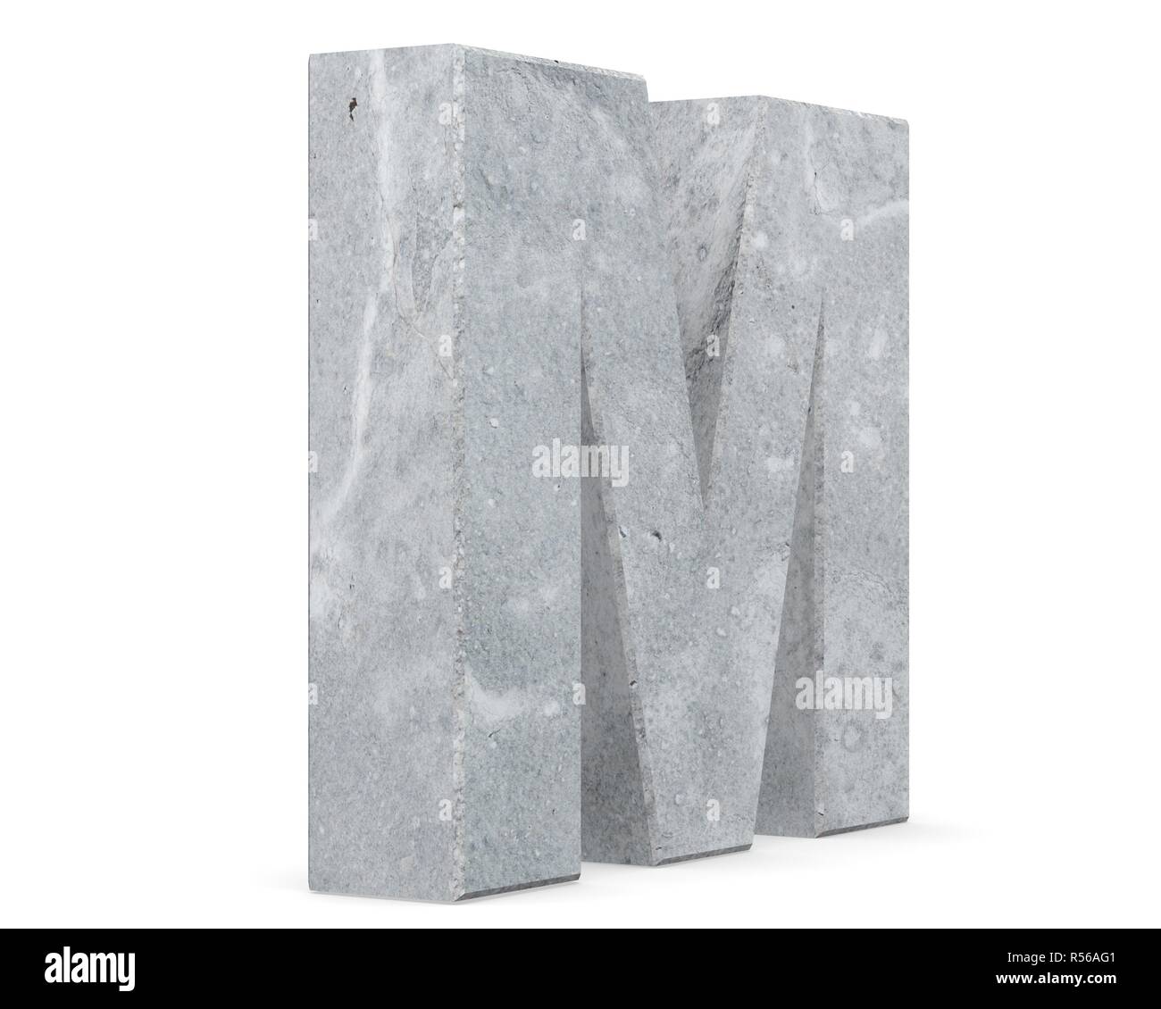 Concrete Capital Letter - M isolated on white background . 3D render ...