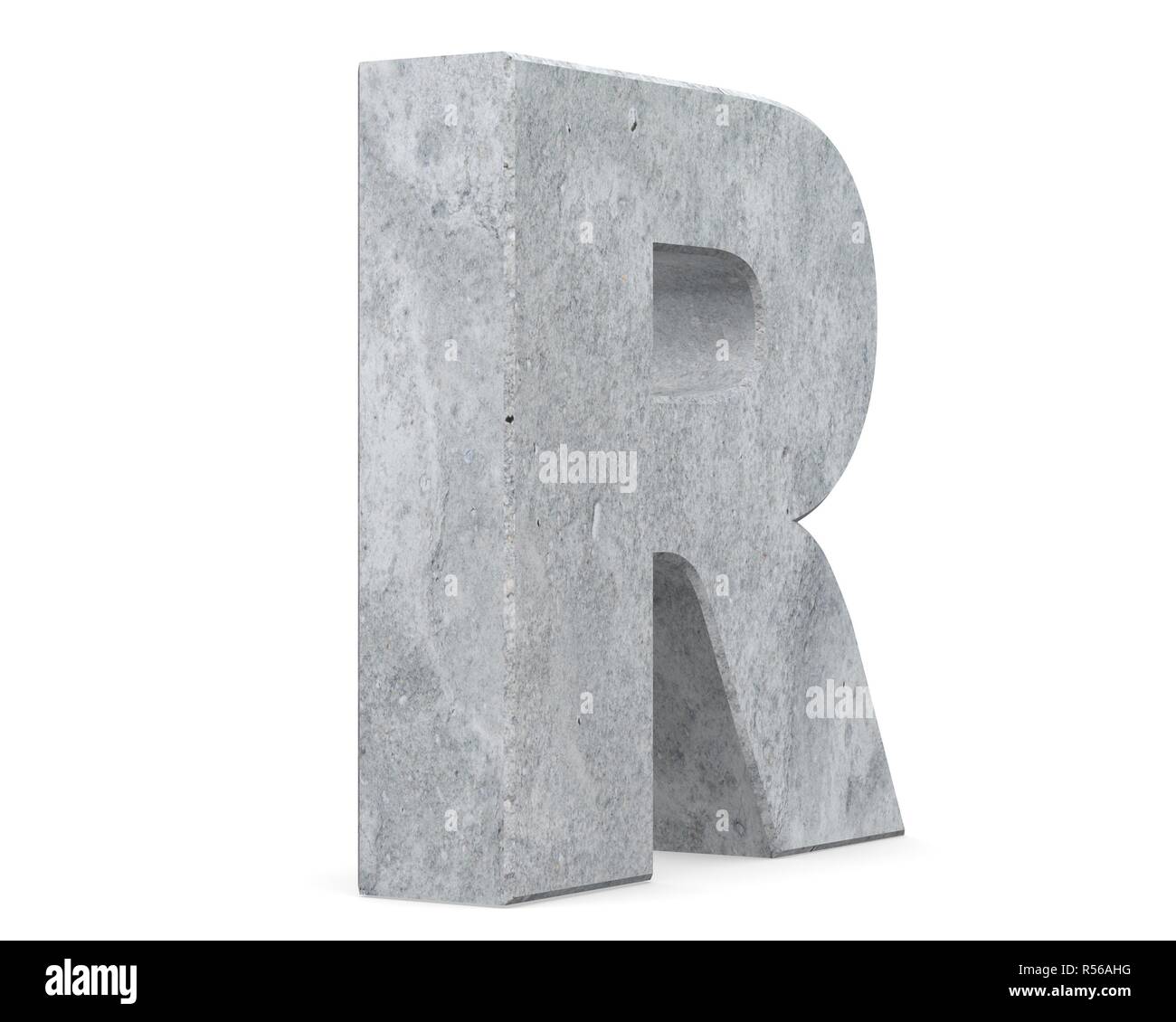 Concrete Capital Letter - R isolated on white background . 3D render ...
