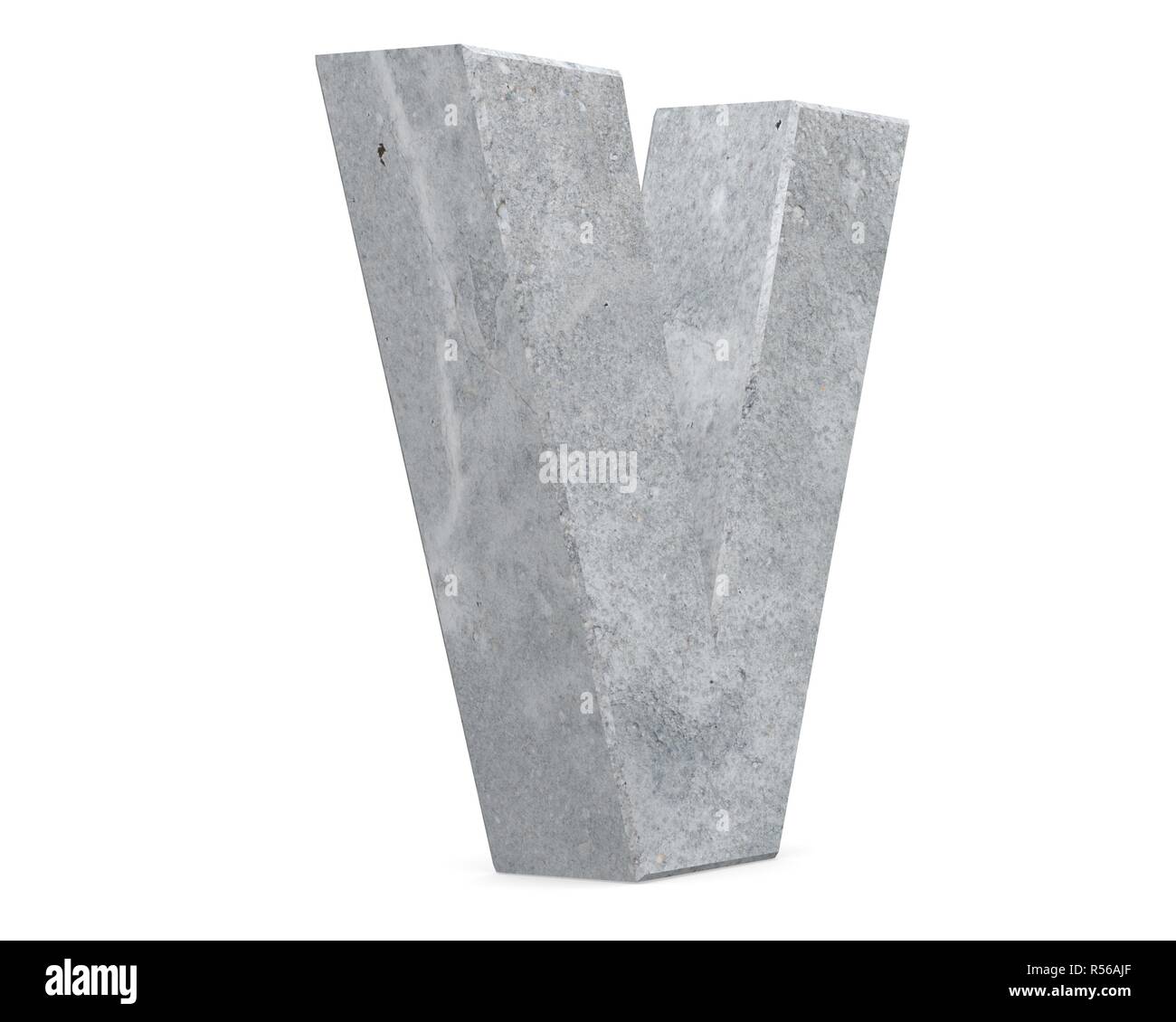 Concrete Capital Letter - V isolated on white background . 3D render ...