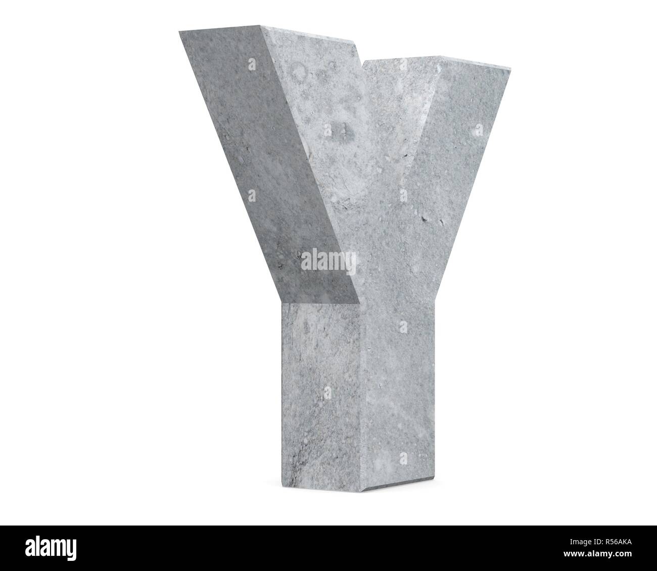 Concrete Capital Letter - Y isolated on white background . 3D render ...