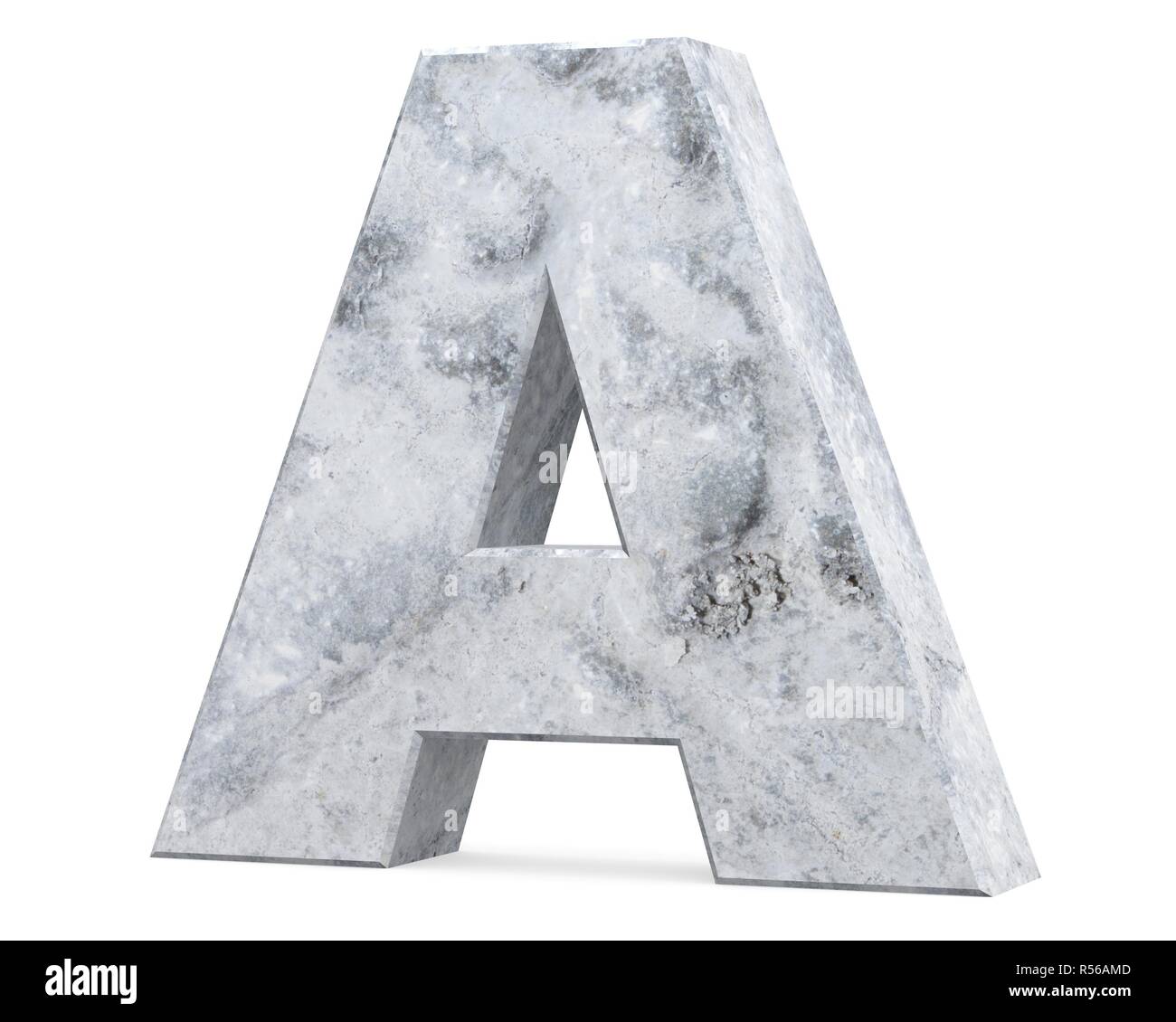 Concrete Capital Letter - A isolated on white background . 3D render ...