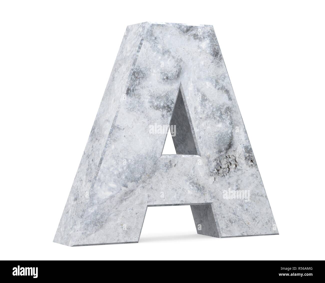 Concrete Capital Letter - A isolated on white background . 3D render ...