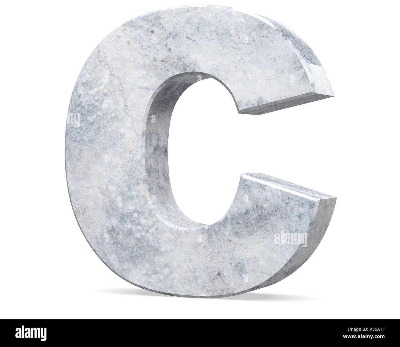 Concrete Capital Letter - C isolated on white background . 3D render ...