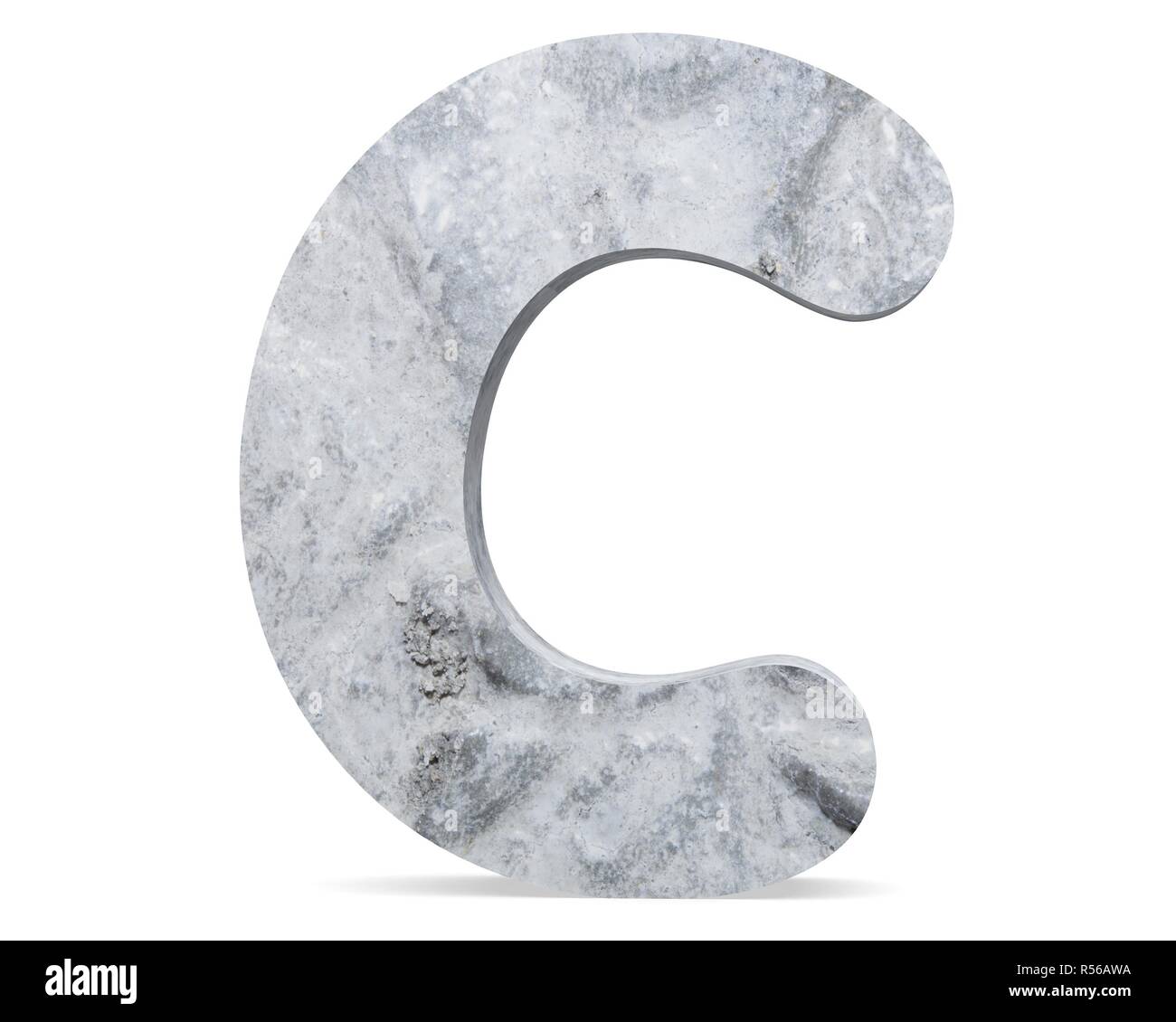 Concrete Capital Letter - C isolated on white background . 3D render ...