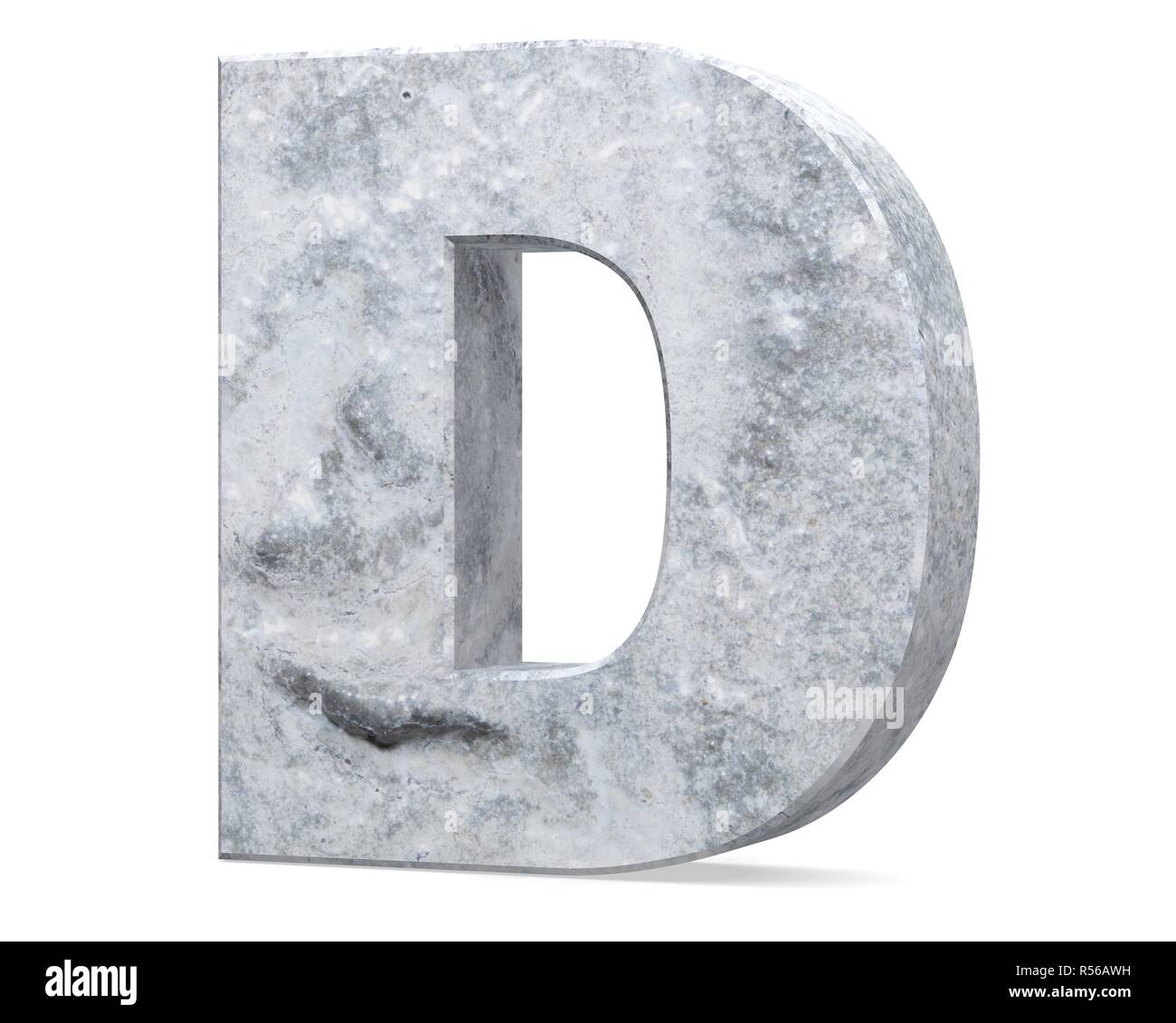 Concrete Capital Letter - D isolated on white background . 3D render ...