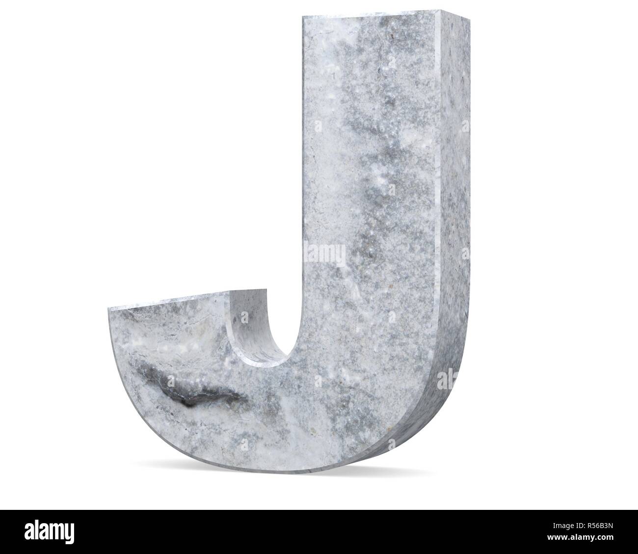Concrete Capital Letter - J isolated on white background . 3D render ...