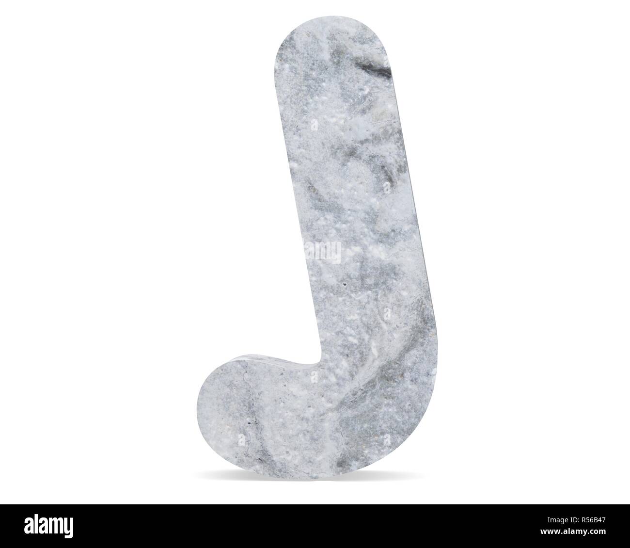 Concrete Capital Letter - J isolated on white background . 3D render ...