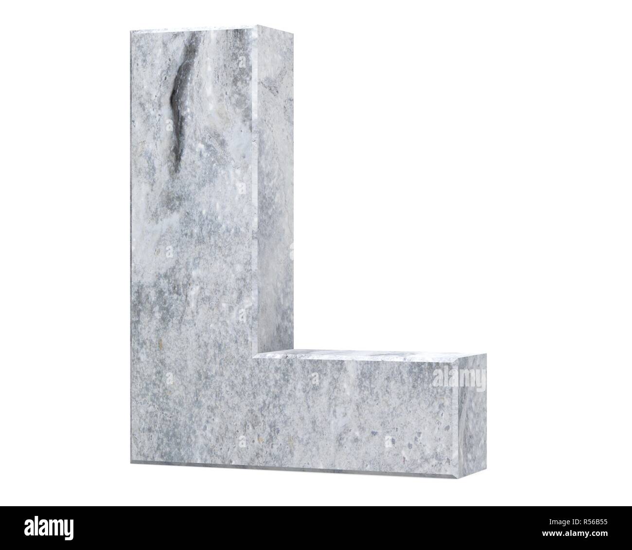 Concrete Capital Letter - L isolated on white background . 3D render ...