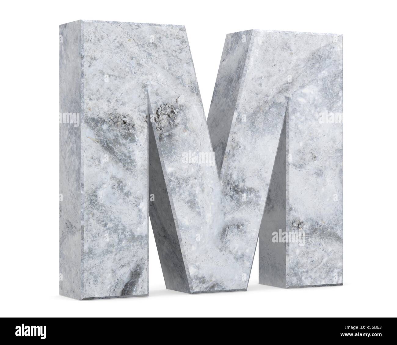 Concrete Capital Letter - M isolated on white background . 3D render ...