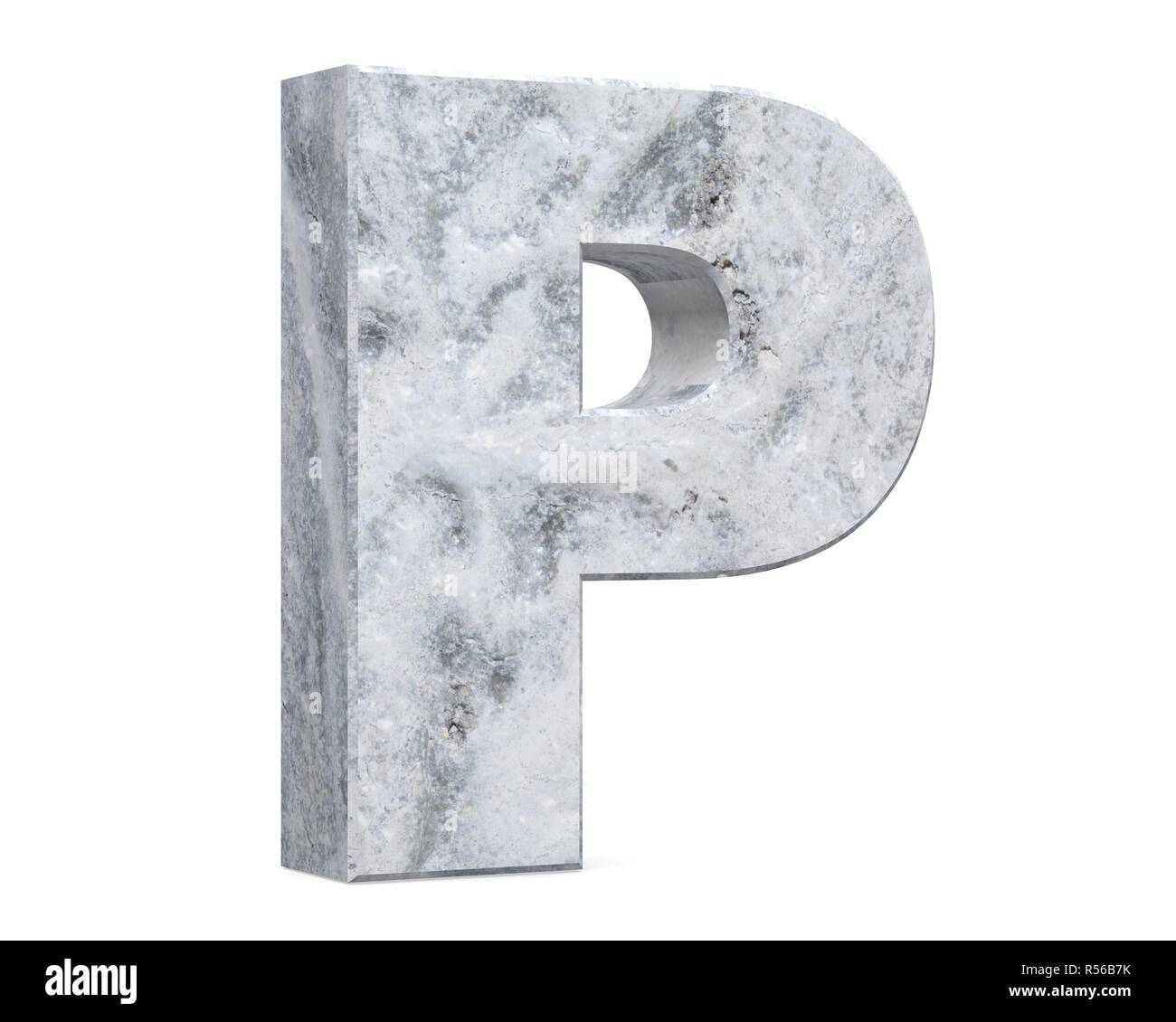 Concrete Capital Letter - P isolated on white background . 3D render ...