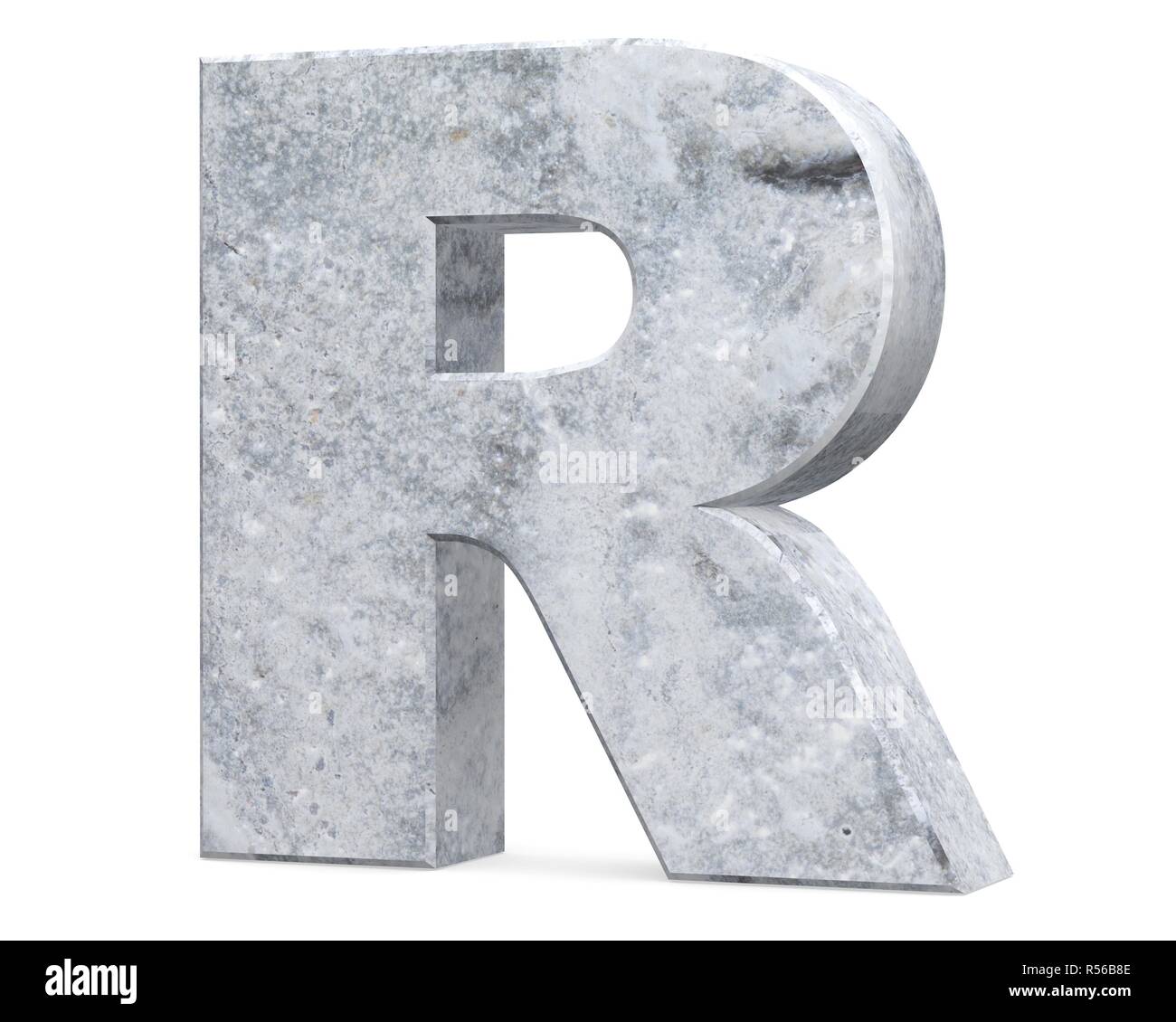 Concrete Capital Letter - R isolated on white background . 3D render ...