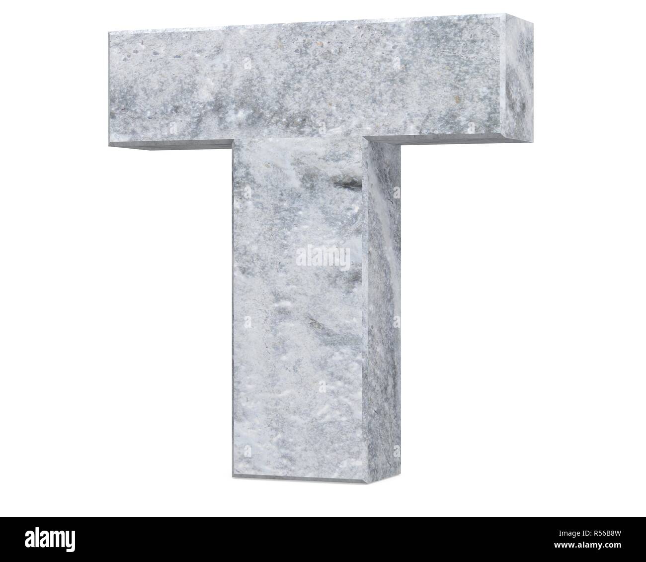 Concrete Capital Letter - T isolated on white background . 3D render ...