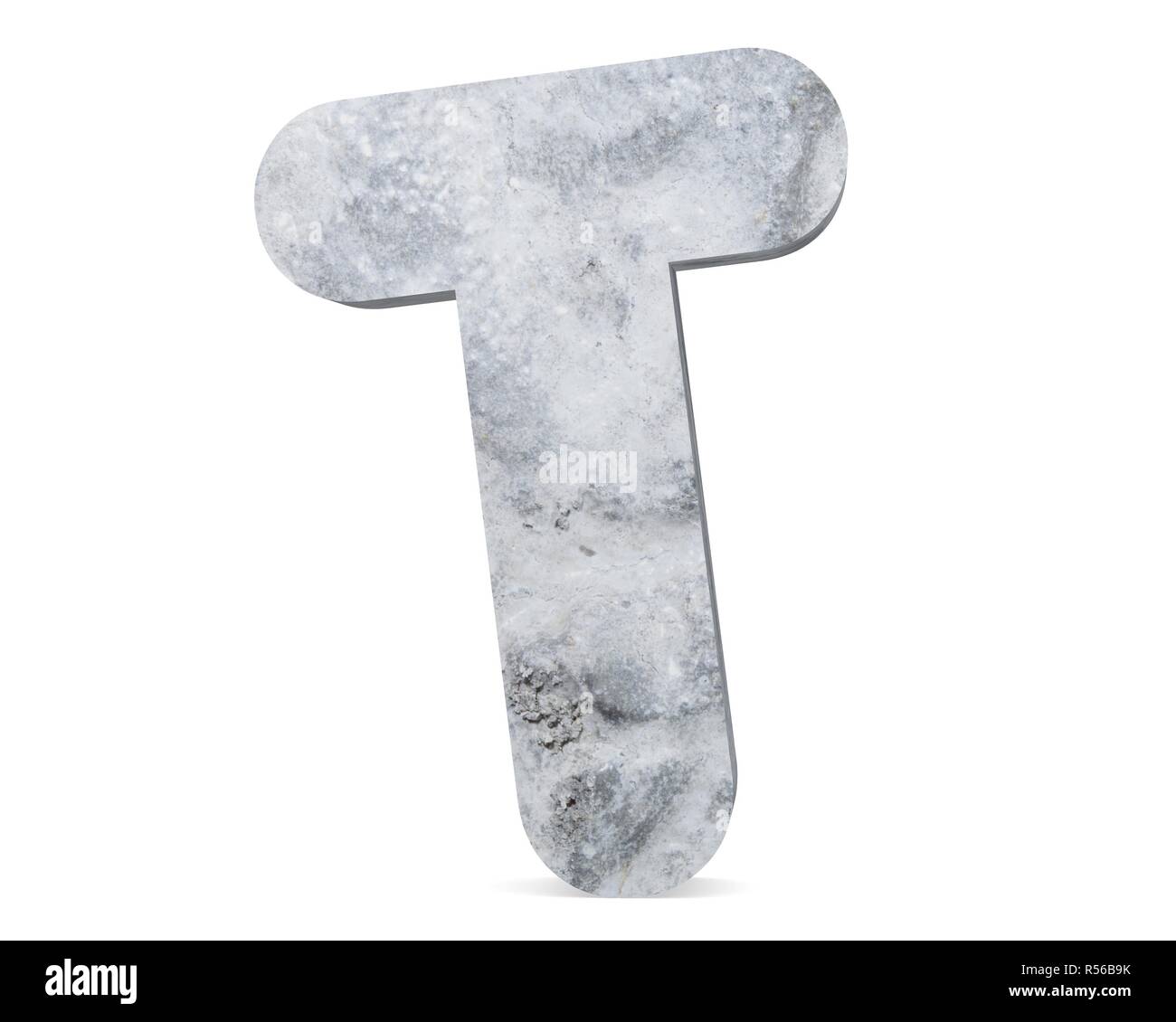 Concrete Capital Letter - T isolated on white background . 3D render ...