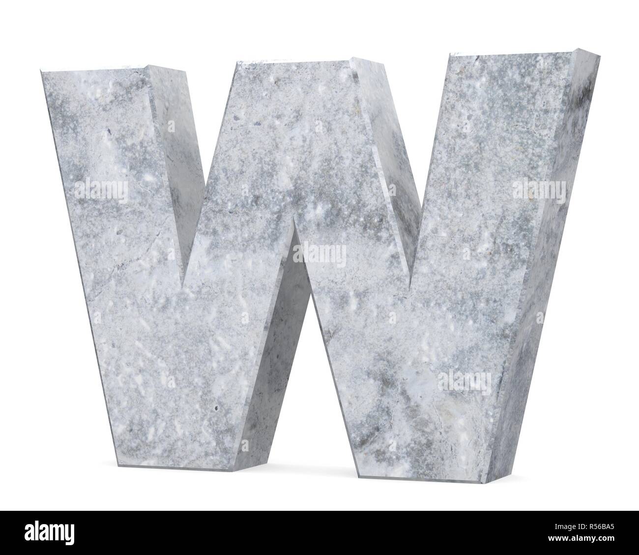 Concrete Capital Letter - W isolated on white background . 3D render ...