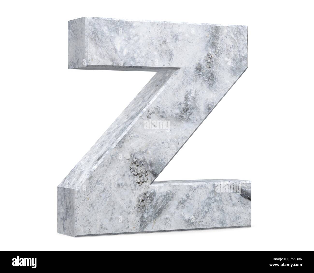 Concrete Capital Letter - Z isolated on white background . 3D render ...