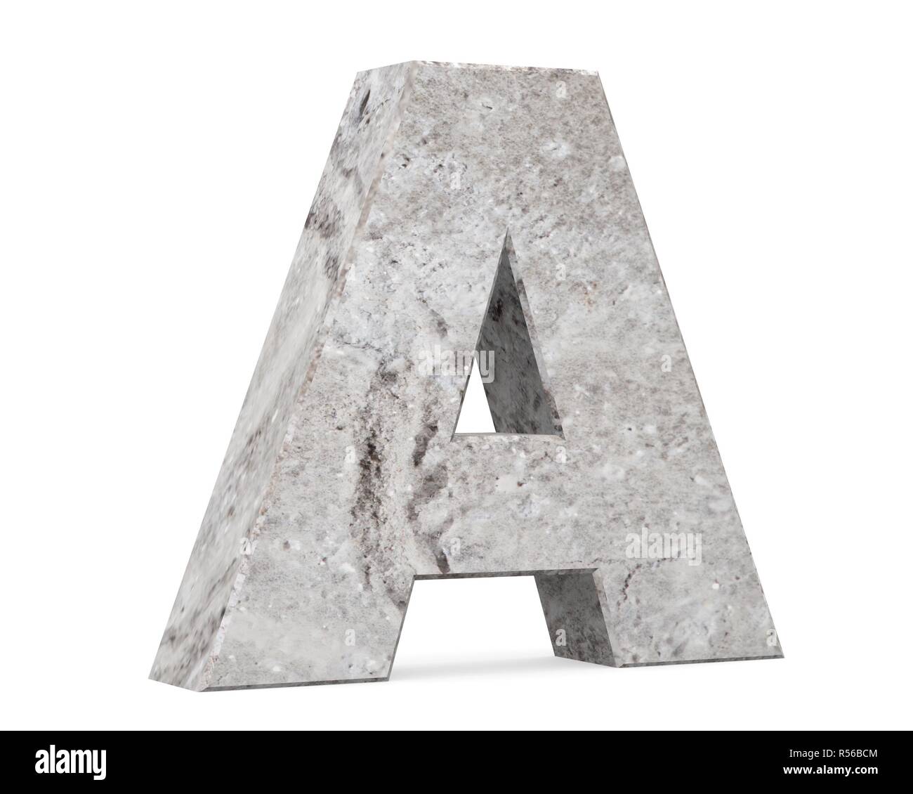 Concrete Capital Letter - A isolated on white background . 3D render ...