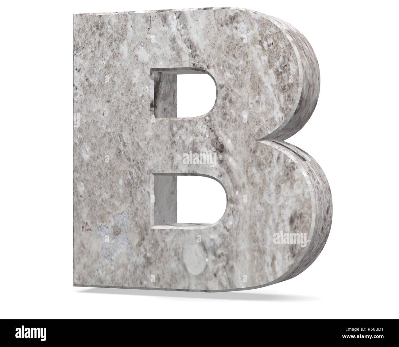 Concrete Capital Letter - B isolated on white background . 3D render ...