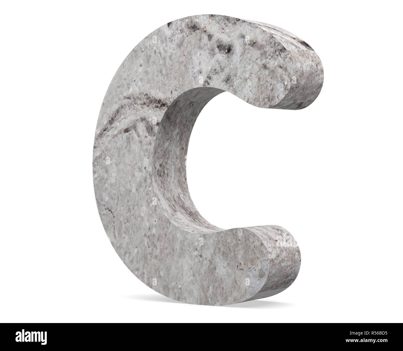 Concrete Capital Letter - C isolated on white background . 3D render ...