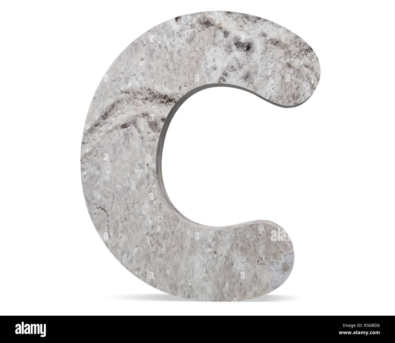 Concrete Capital Letter - C isolated on white background . 3D render ...