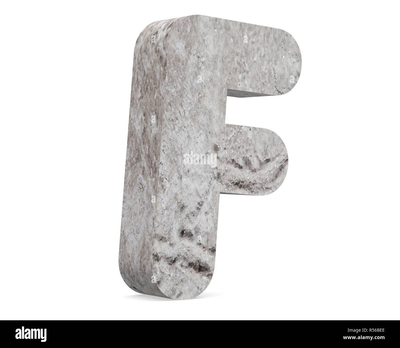 Concrete Capital Letter - F isolated on white background . 3D render ...