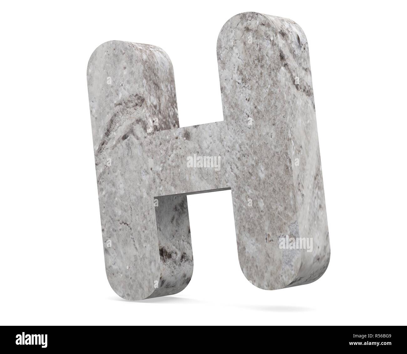 Concrete Capital Letter - H isolated on white background . 3D render ...