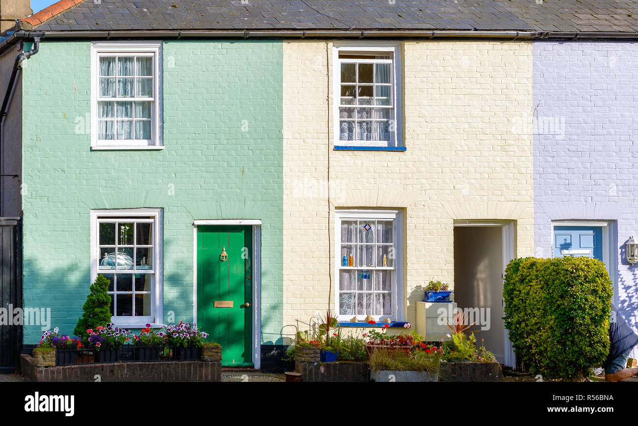 Colourful terraced houses in Southwold, a popular seaside town in the ...