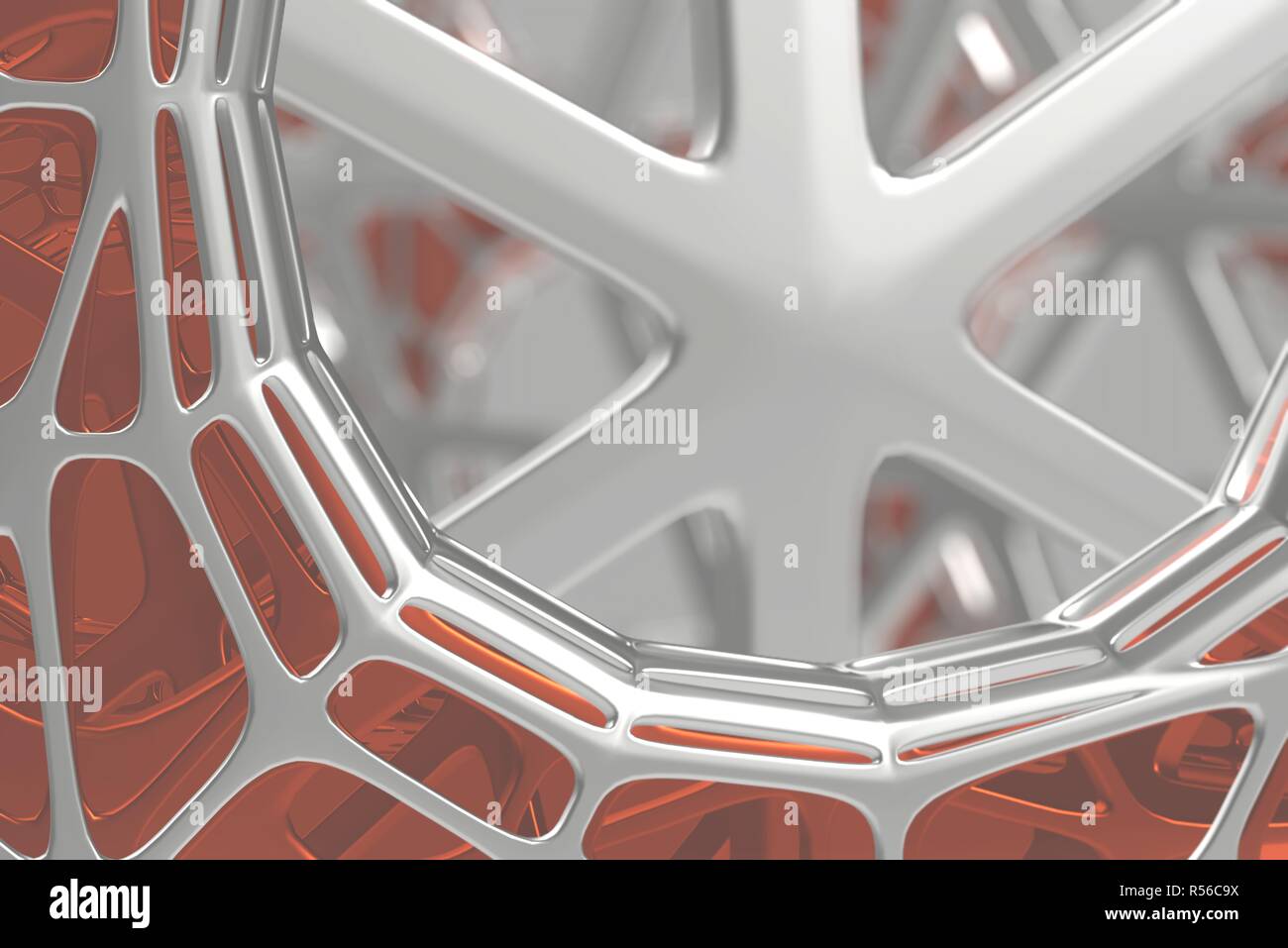 Abstract 3d rendering concept of high poly architecture with steel and ...