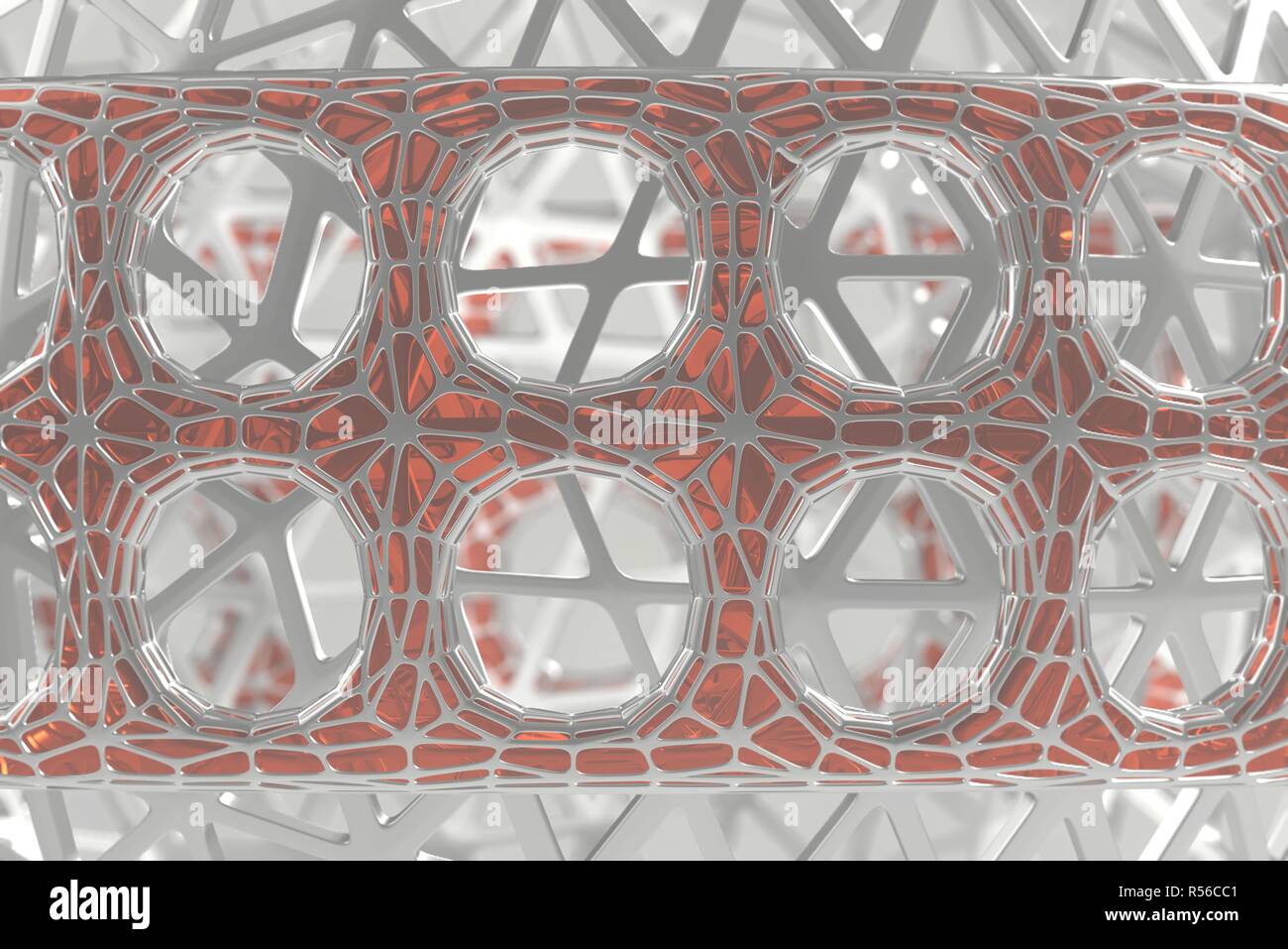 Abstract 3d rendering concept of high poly architecture with steel and ...