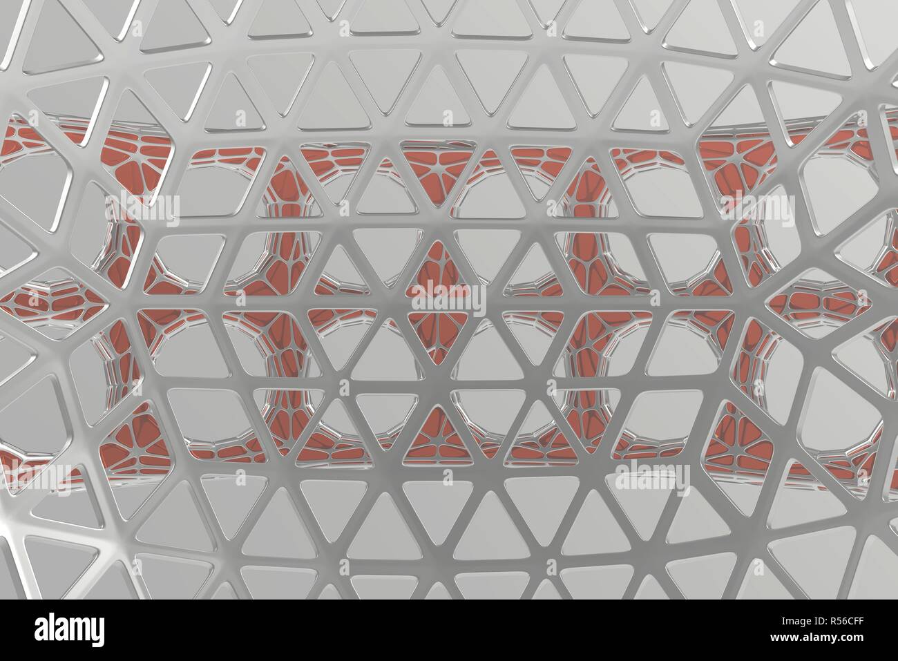 Abstract 3d rendering concept of high poly architecture with steel and ...