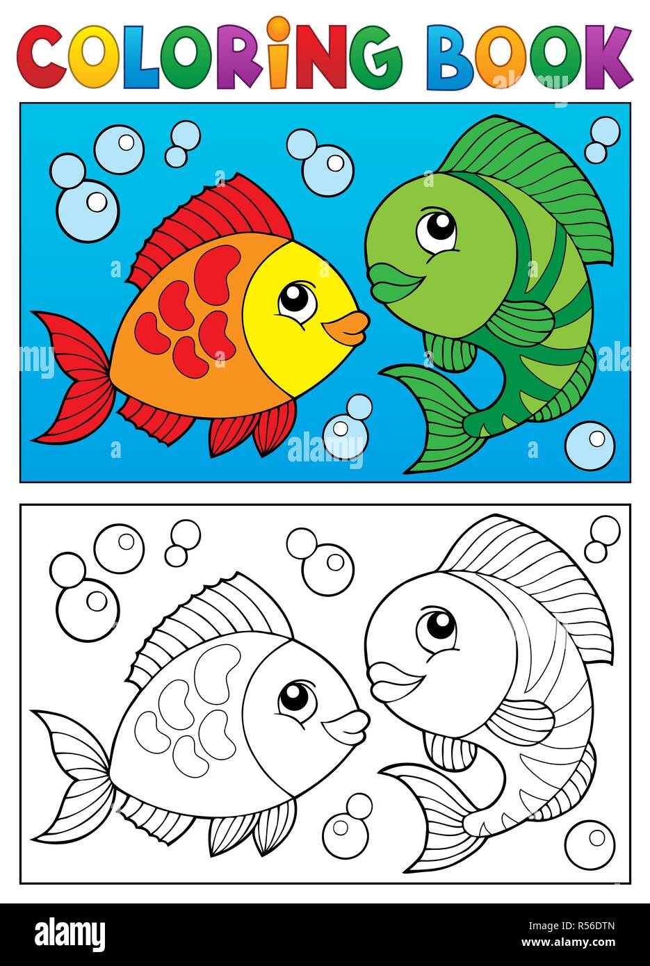 Coloring book with fish theme 5 Stock Photo - Alamy
