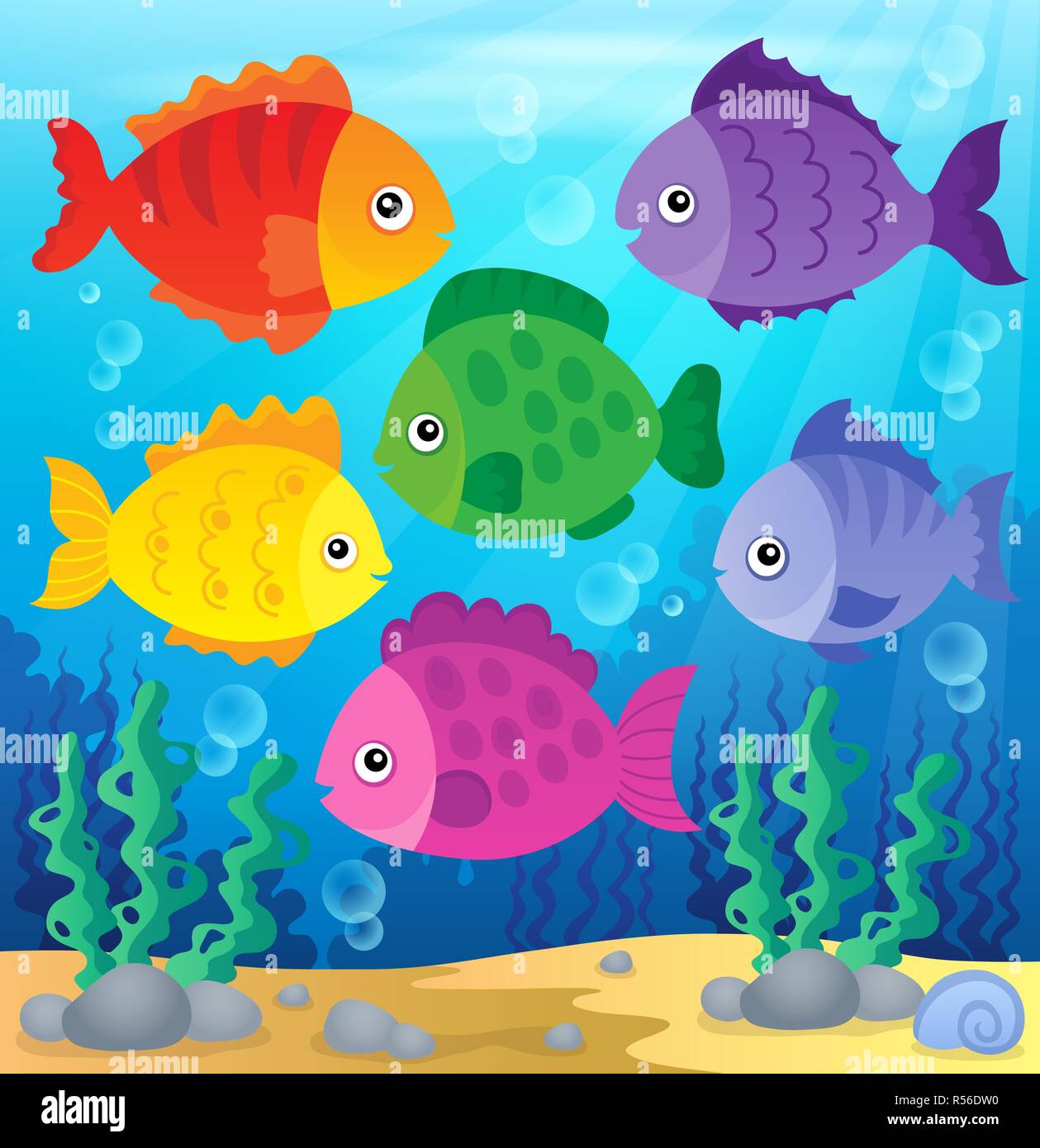 Stylized fishes theme image 2 Stock Photo - Alamy
