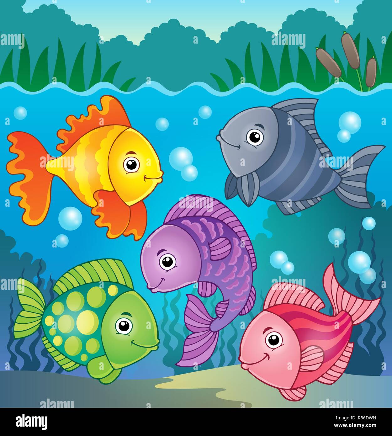 Stylized fishes theme image 8 Stock Photo - Alamy