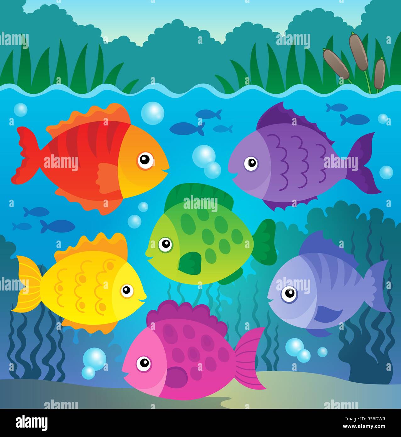 Stylized fishes theme image 9 Stock Photo - Alamy