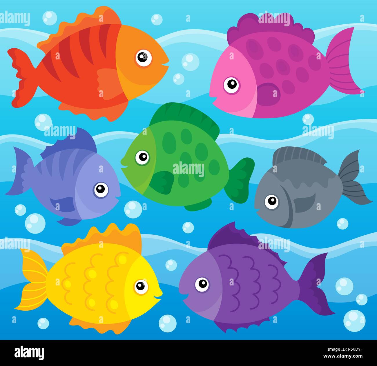 Stylized fishes theme image 1 Stock Photo - Alamy