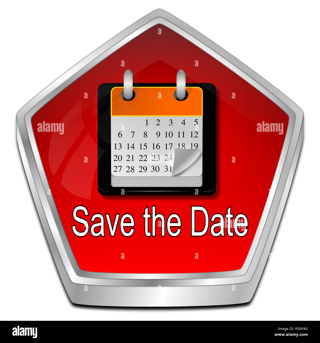 red Save the Date Button - 3D illustration Stock Photo - Alamy