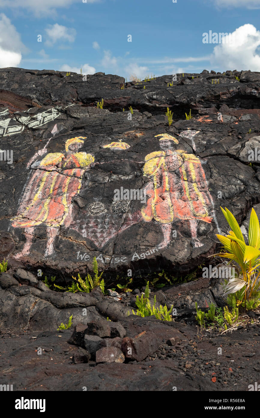 Kalapana, Hawaii - Hawaiian royalty pictured on lava with the slogan ...