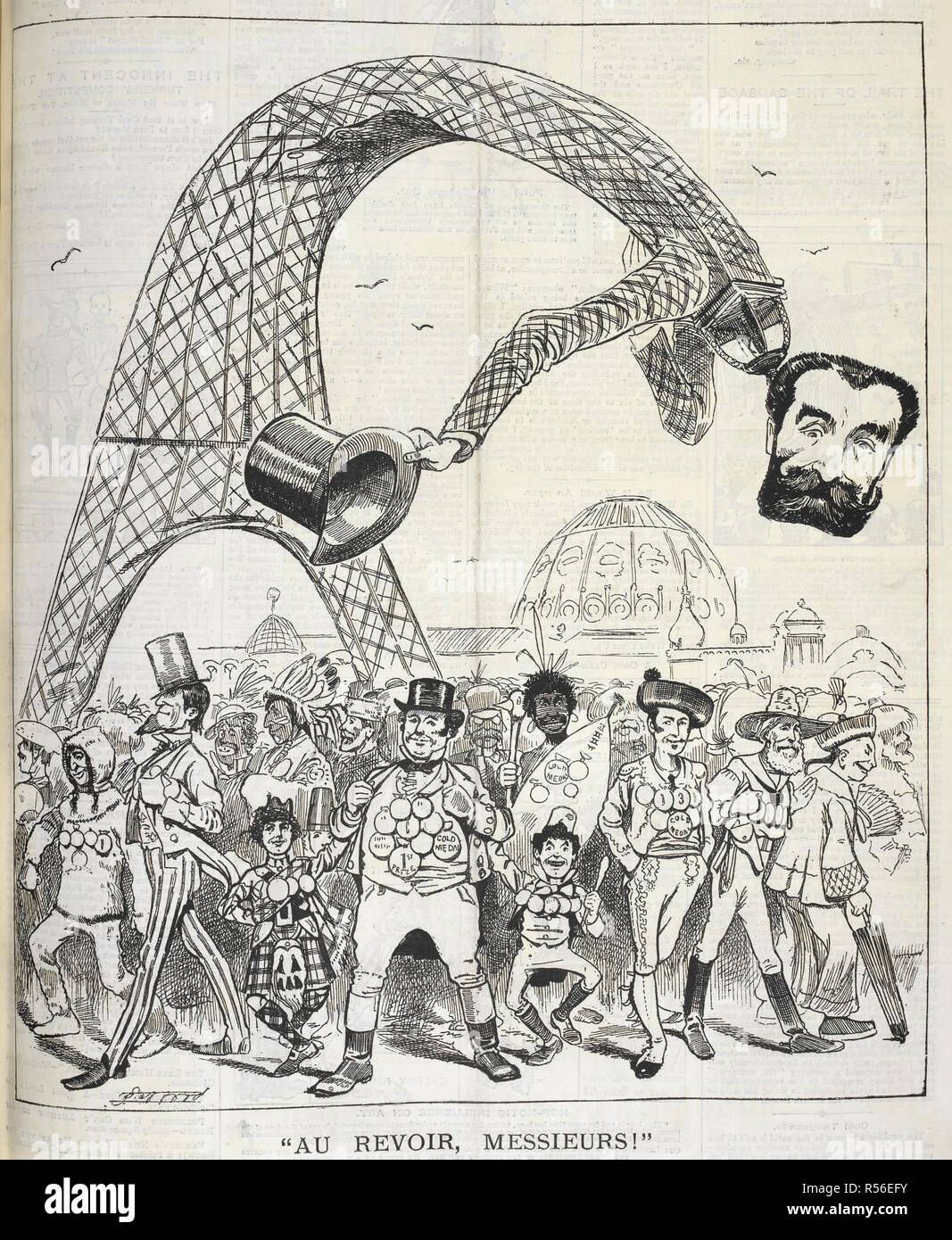 "Au revoir", Messieurs!". A cartoon showing the Eiffel Tower. Funny ...