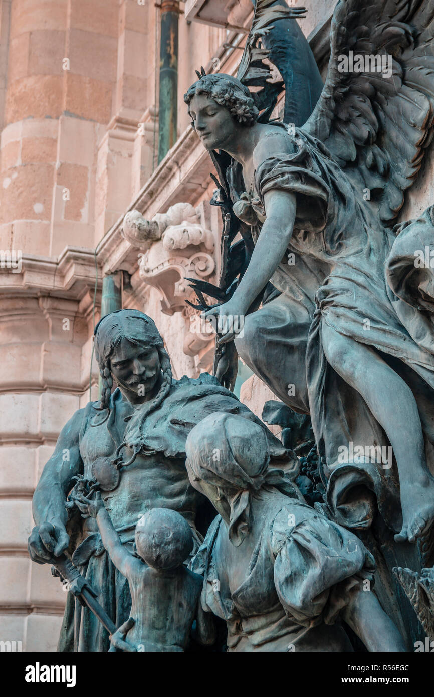 Buda Castle Statue at the entrance to the National Museum, Budapest ...