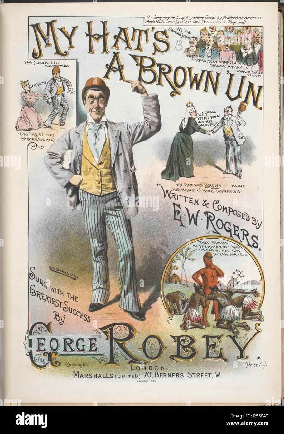 Music cover showing George Robey performing in 'My hat's a brown 'un ...