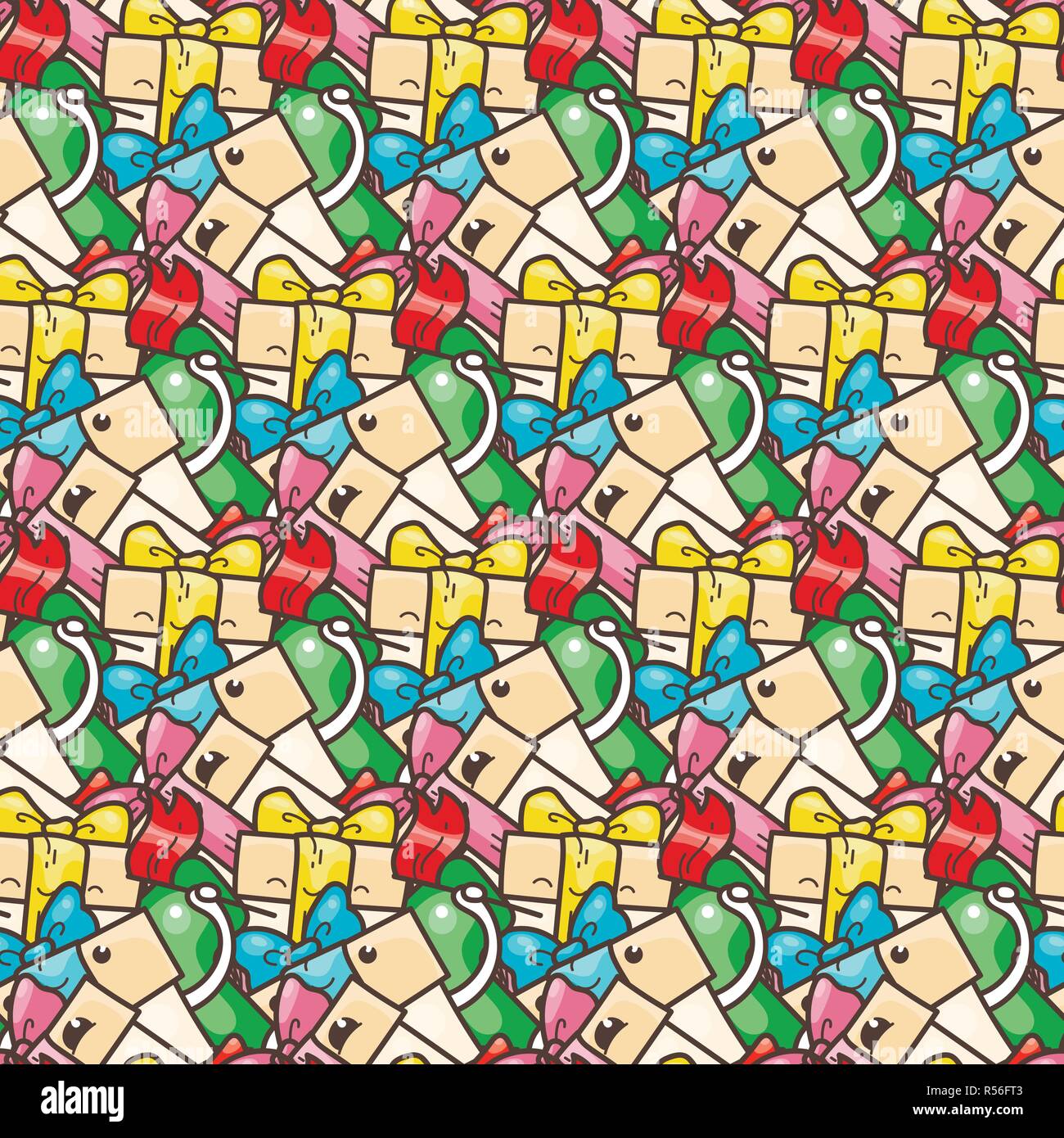 Funny doodle seamless pattern with gift boxes. Cute for prints, cards ...