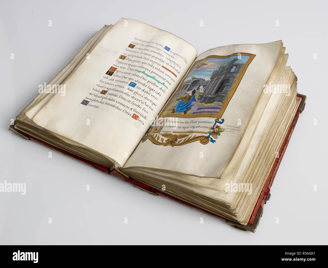 Photograph of the hardback psalter of Henry VIII lying open at ...