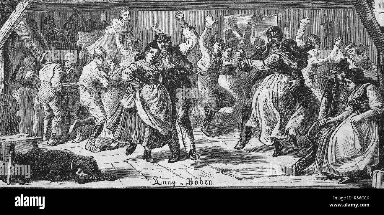 A Kirmes festival in Bavaria, 1880, woodcut, Germany Stock Photo - Alamy