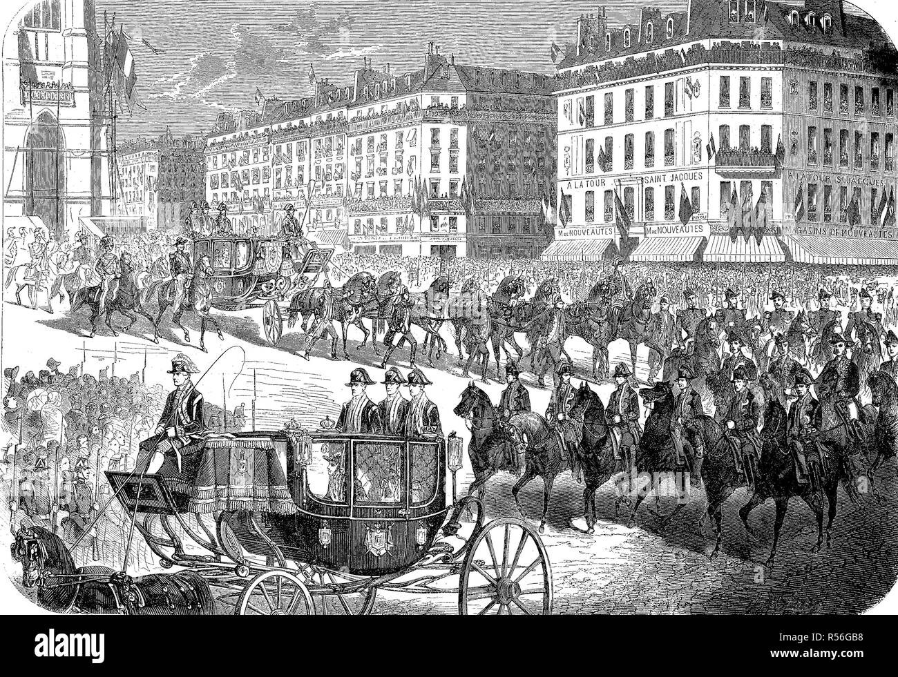 Crimean War 1853-1856, arriving of the french emperor Napoleon at the church Notre Dame, Paris ...