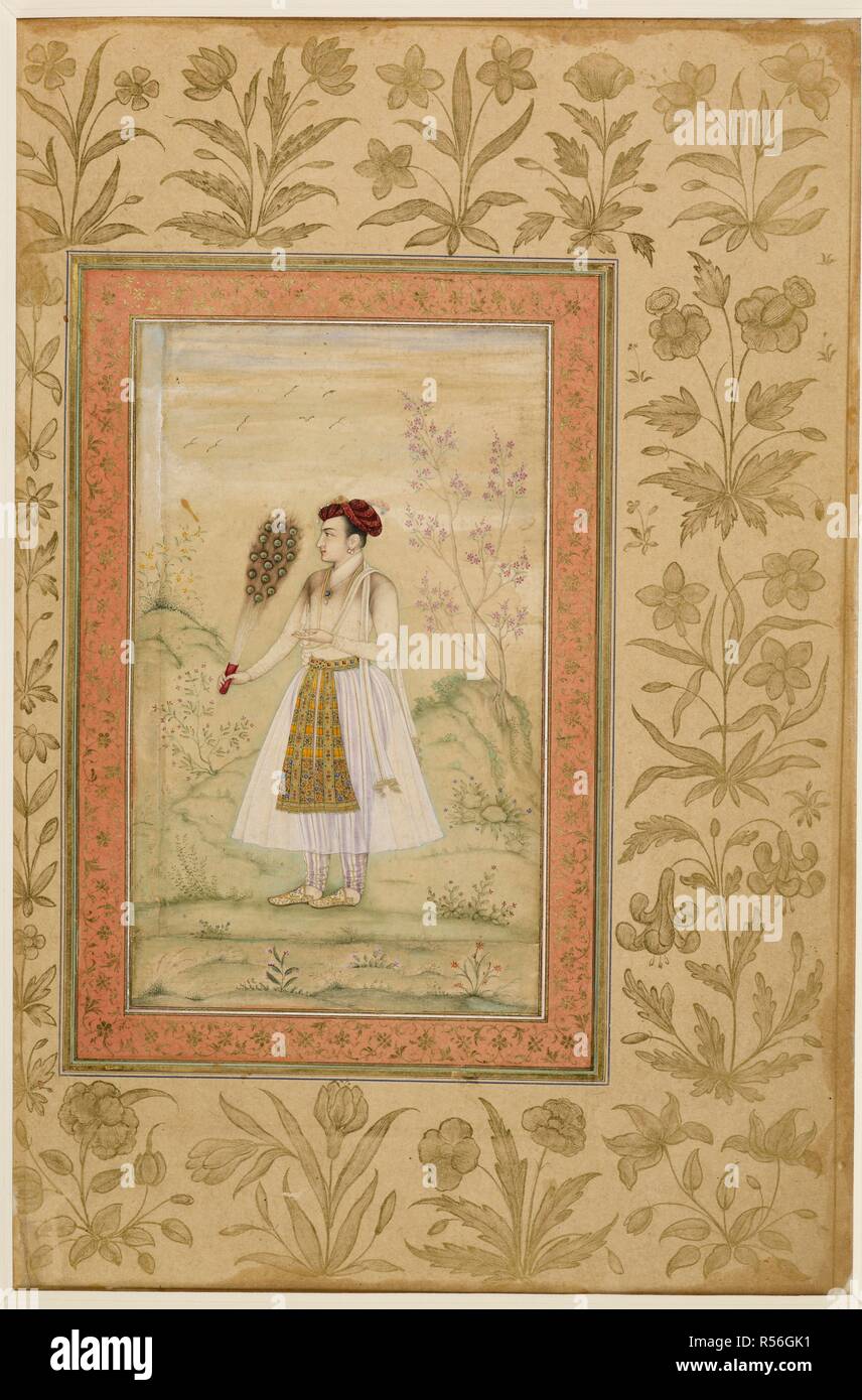 A prince. Dara Shikoh. 1630-1640. A prince, facing left, stands holding ...