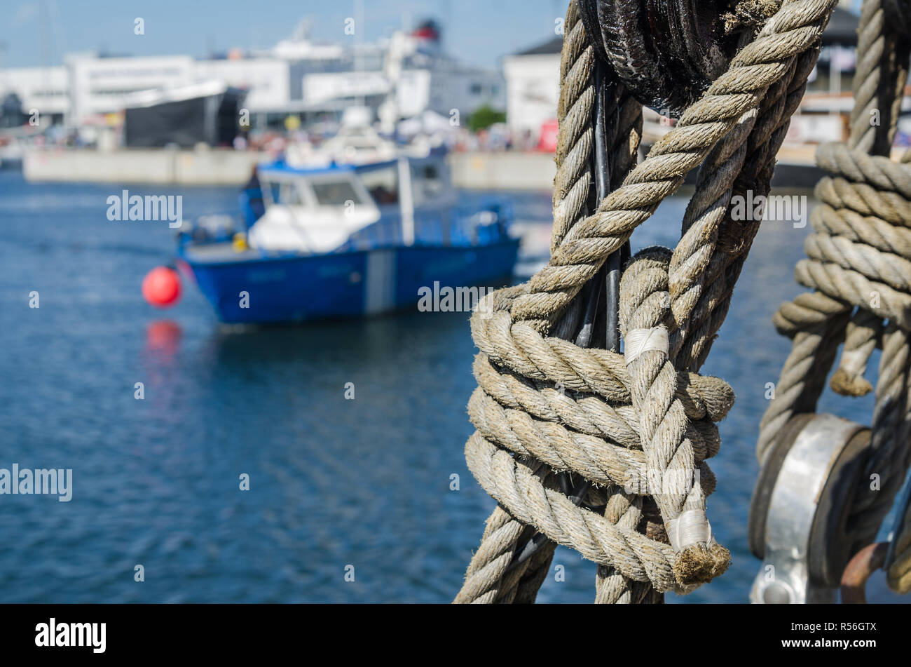 Rigging on the deck of an old sailing ship Stock Photo - Alamy