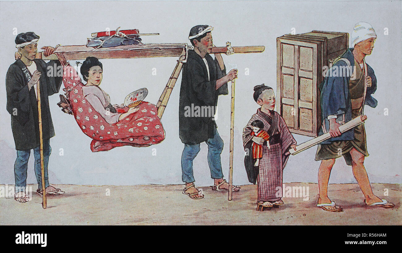 Clothing, historical fashion in Japan, illustration, Japan Stock Photo ...