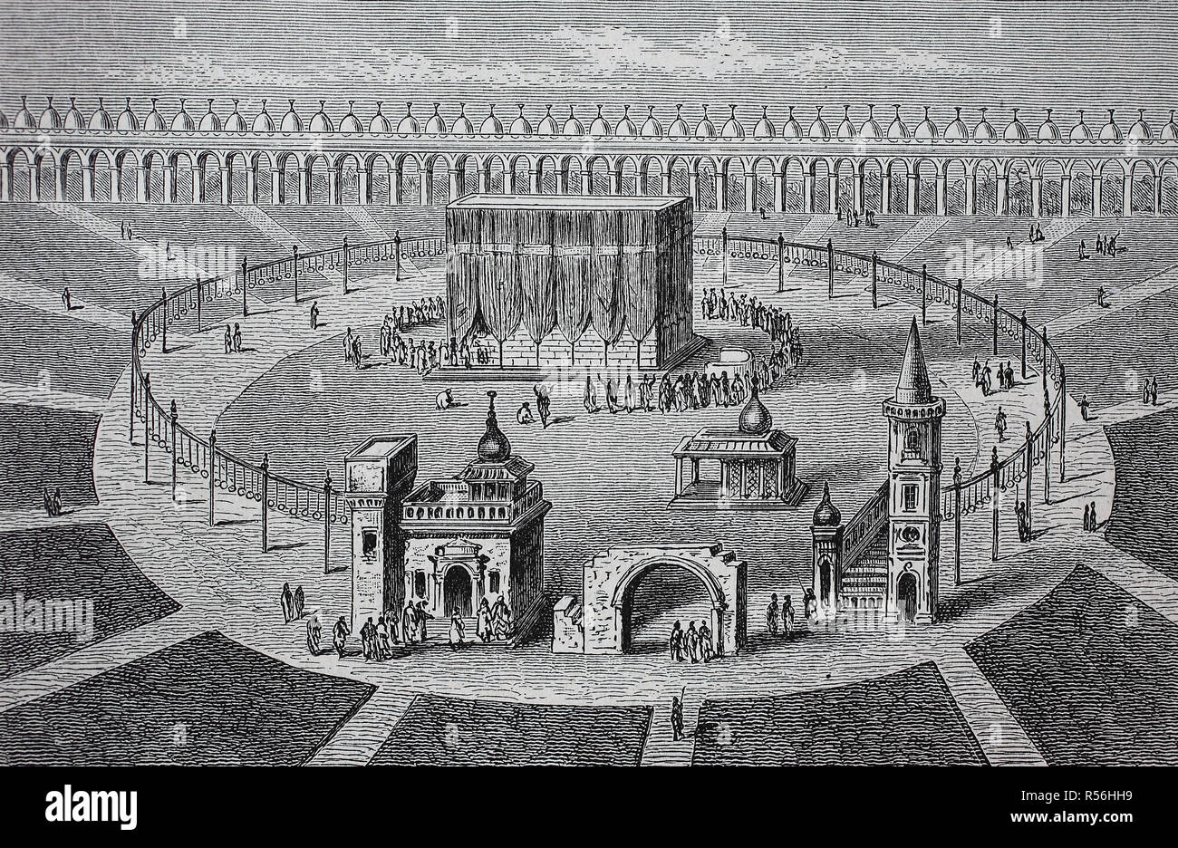 The Kaaba in Mecca in its state 1880, woodcut, Saudi Arabia Stock Photo ...