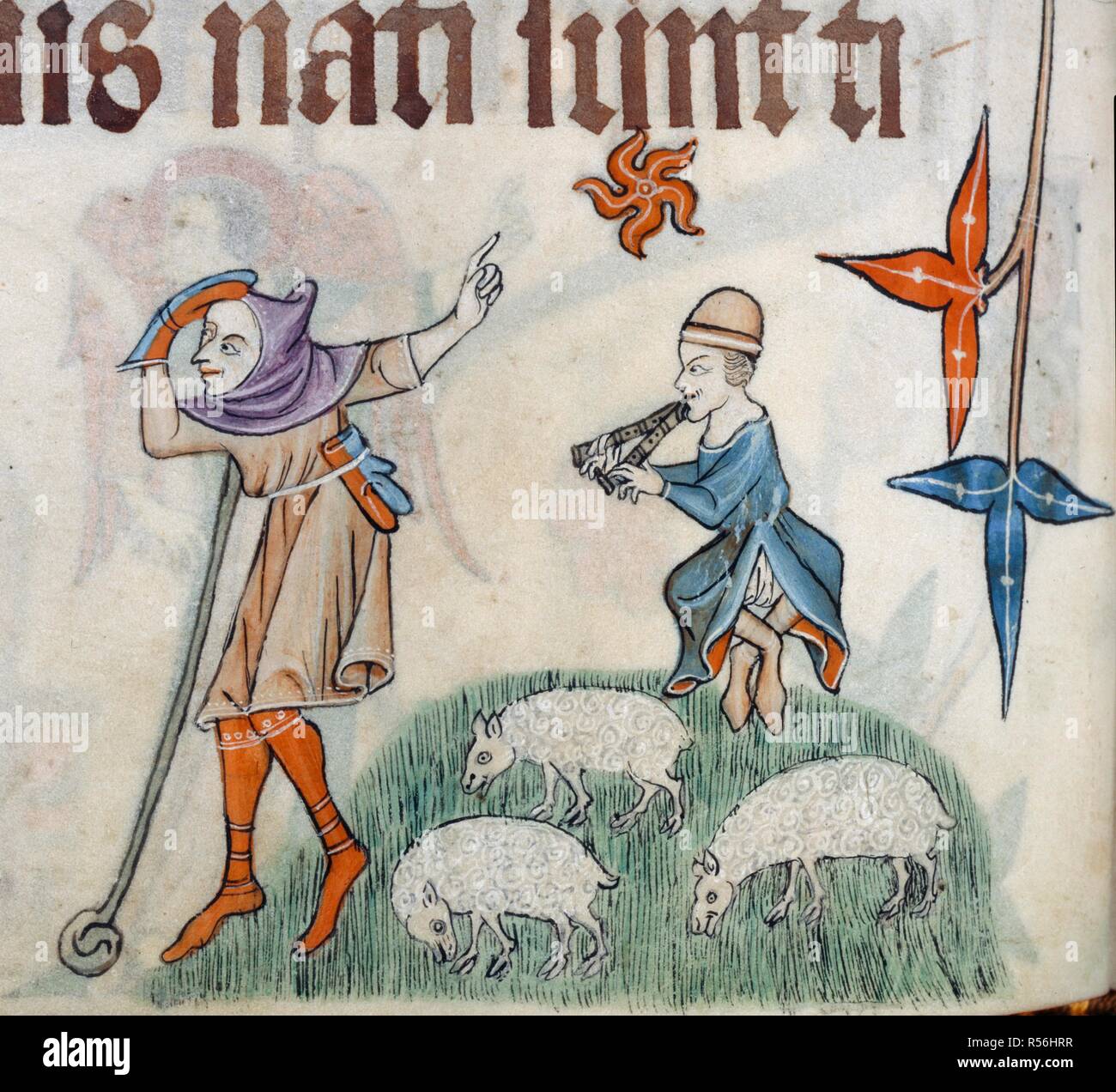 Two shepherds. Luttrell Psalter. England [East Anglia]; circa 1325-1335 ...