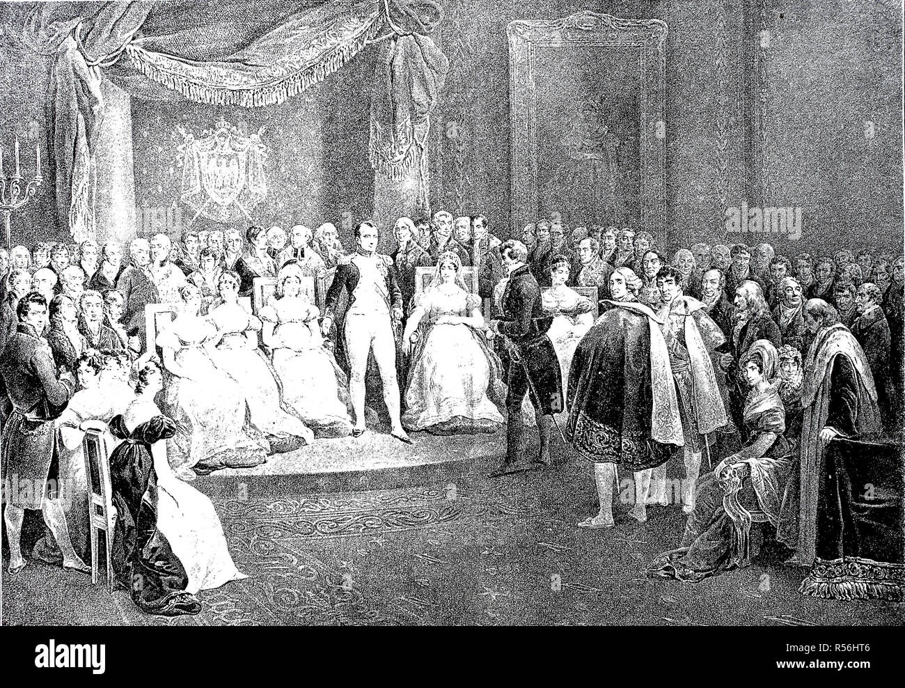 Napoleon and his court, 1810, woodcut, France Stock Photo - Alamy